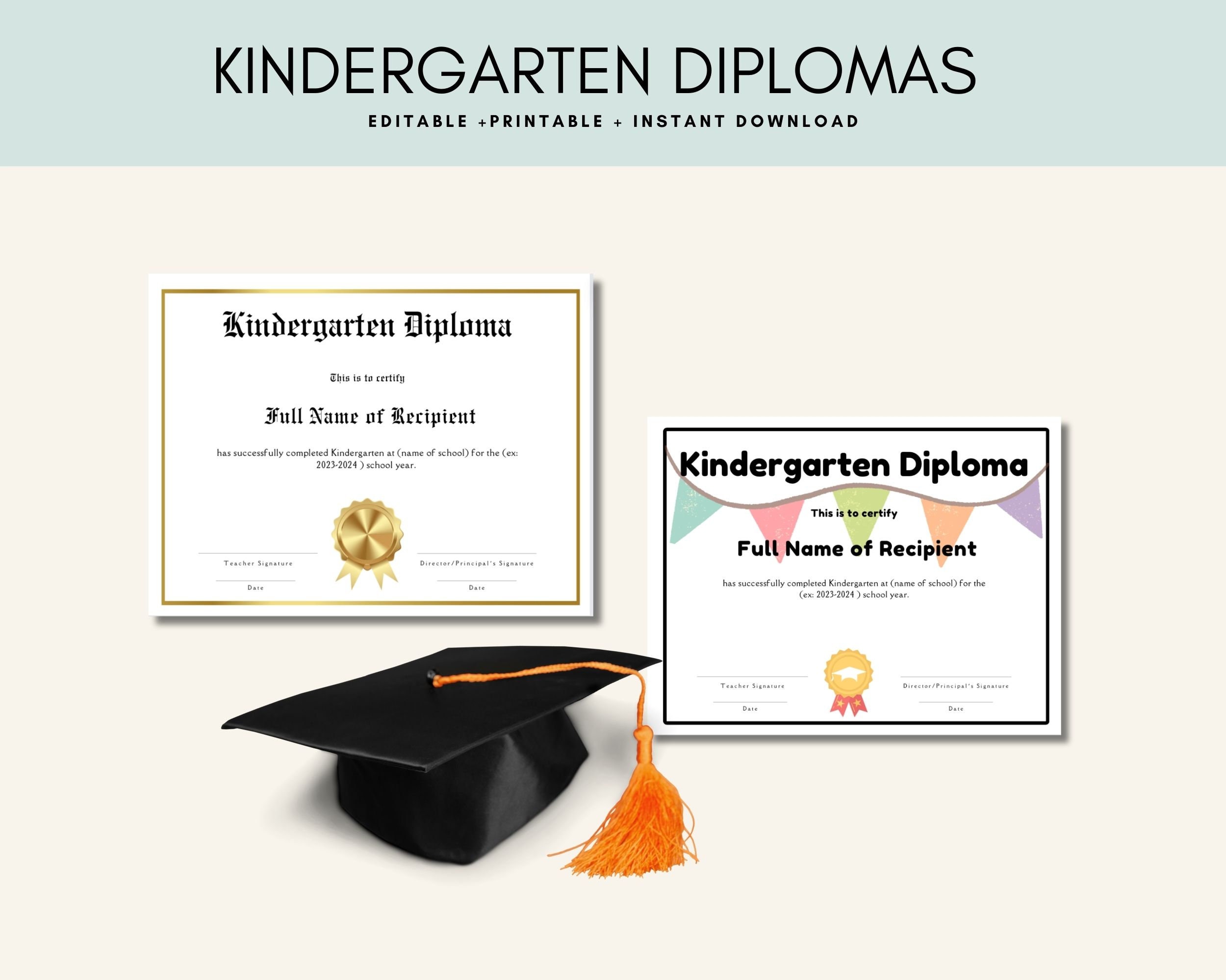 Printable School Awards: Kindergarten Diploma, Spelling Bee (canva ...