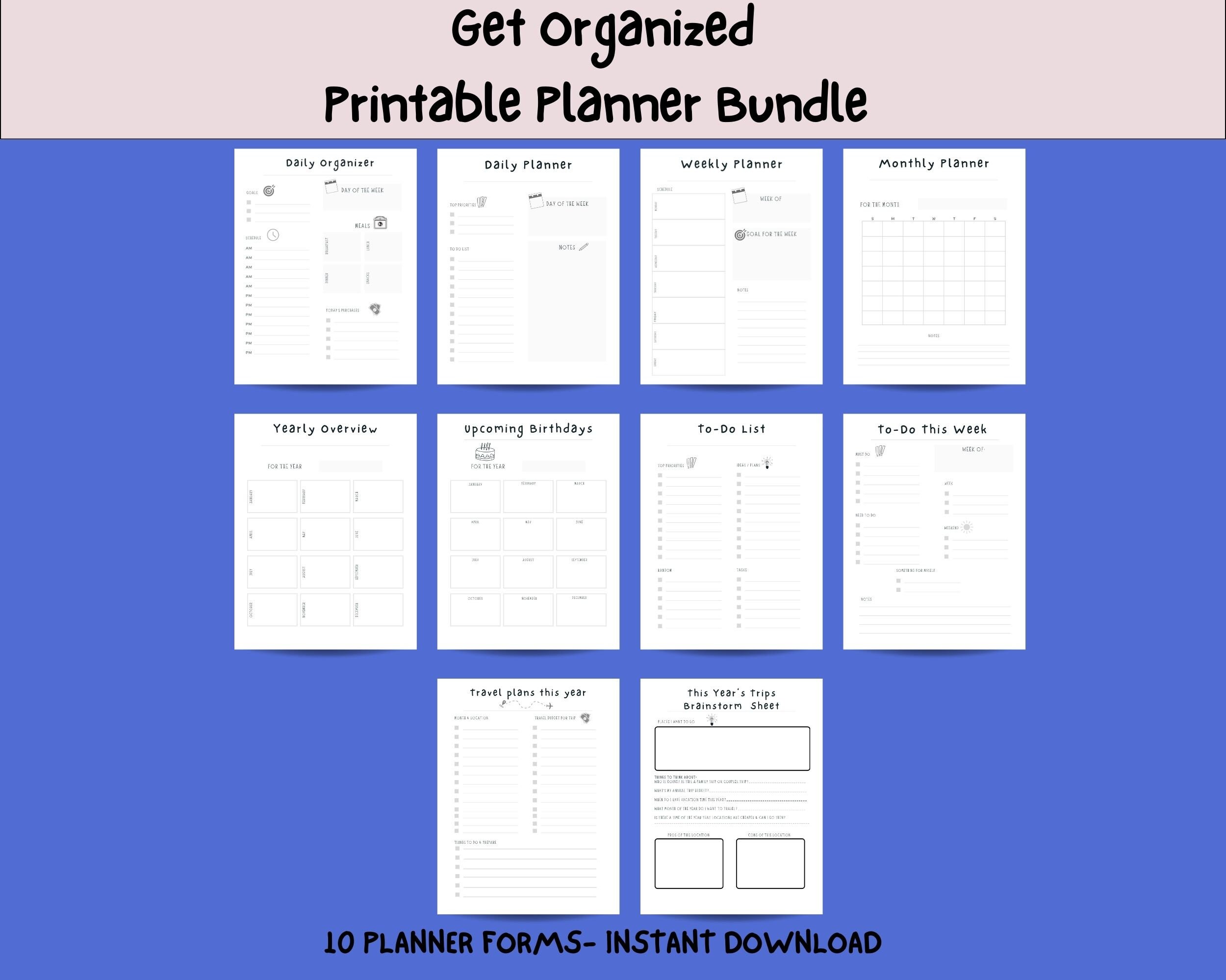 Printable Planner Forms, Weekly Planner, Monthly Planner Sheets, Daily ...