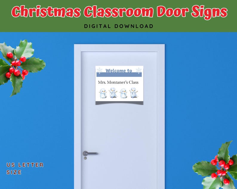 Christmas Classroom Door Sign, Classroom Decor Welcome Sign, Welcome ...
