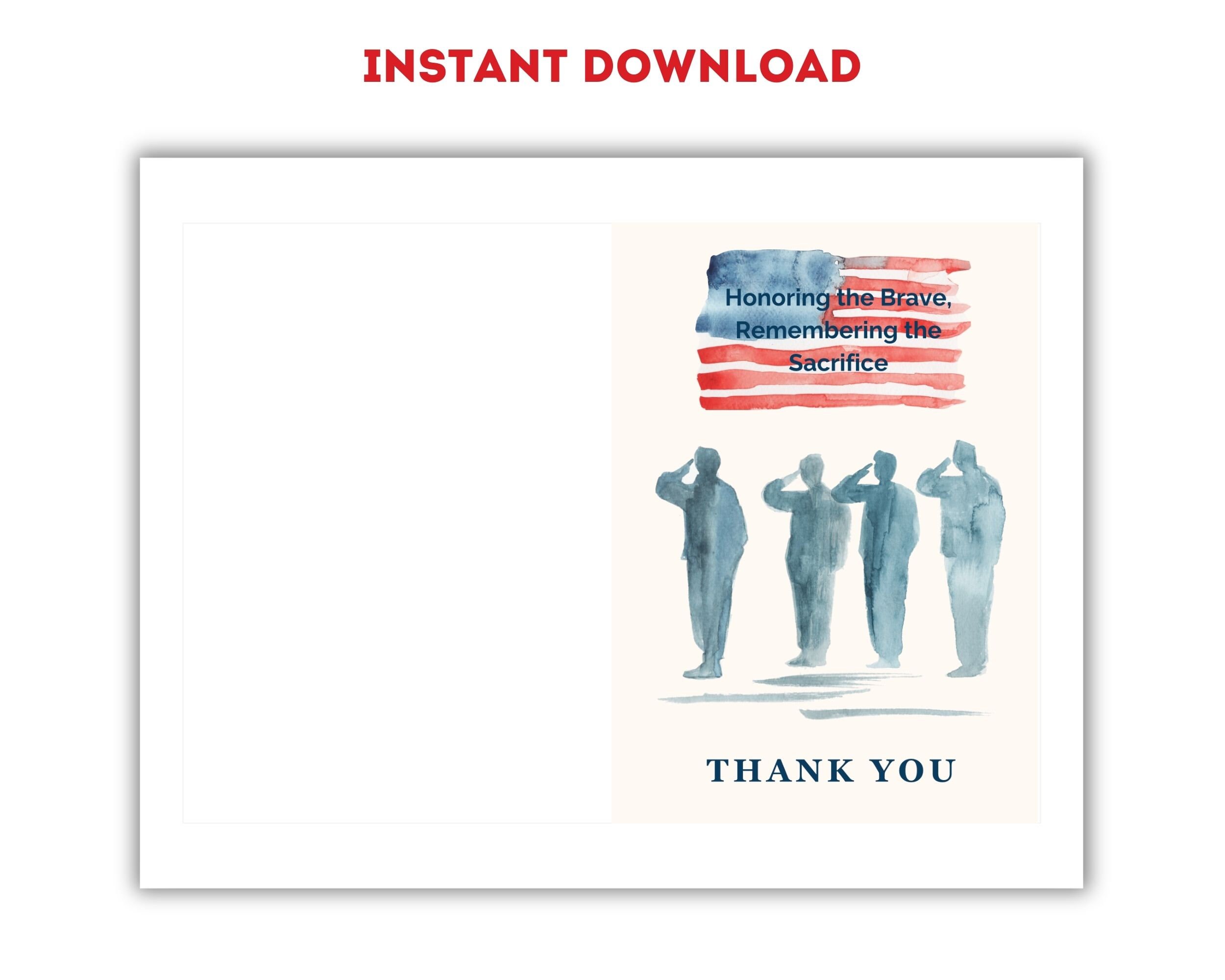 Thank You Veterans Day Card, Veterans Day, Printable Veterans Day ...