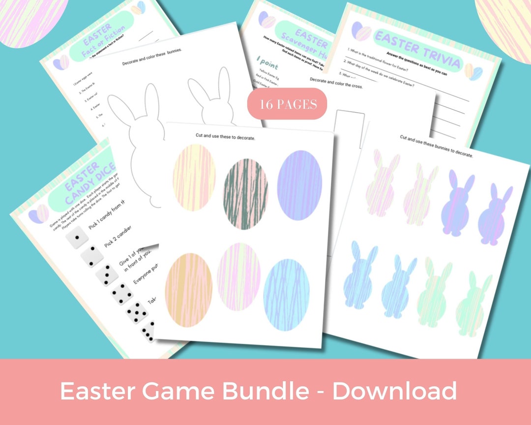 Kids Easter Crafts and Games Bundle Activity Sheets, Printable Easter ...