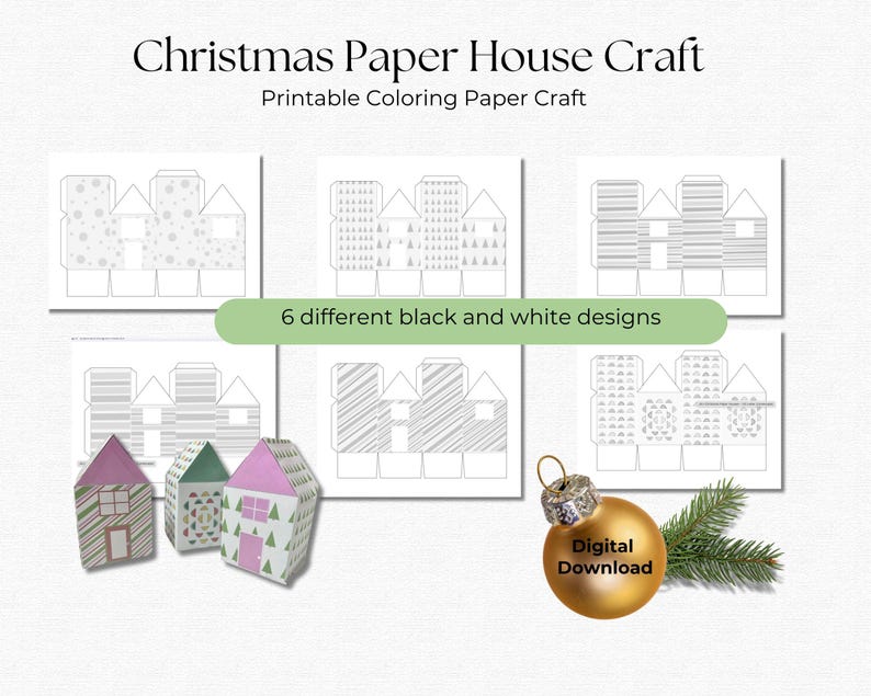 Christmas Paper House Printable, Kids' Craft Activity (PDF) - Etsy
