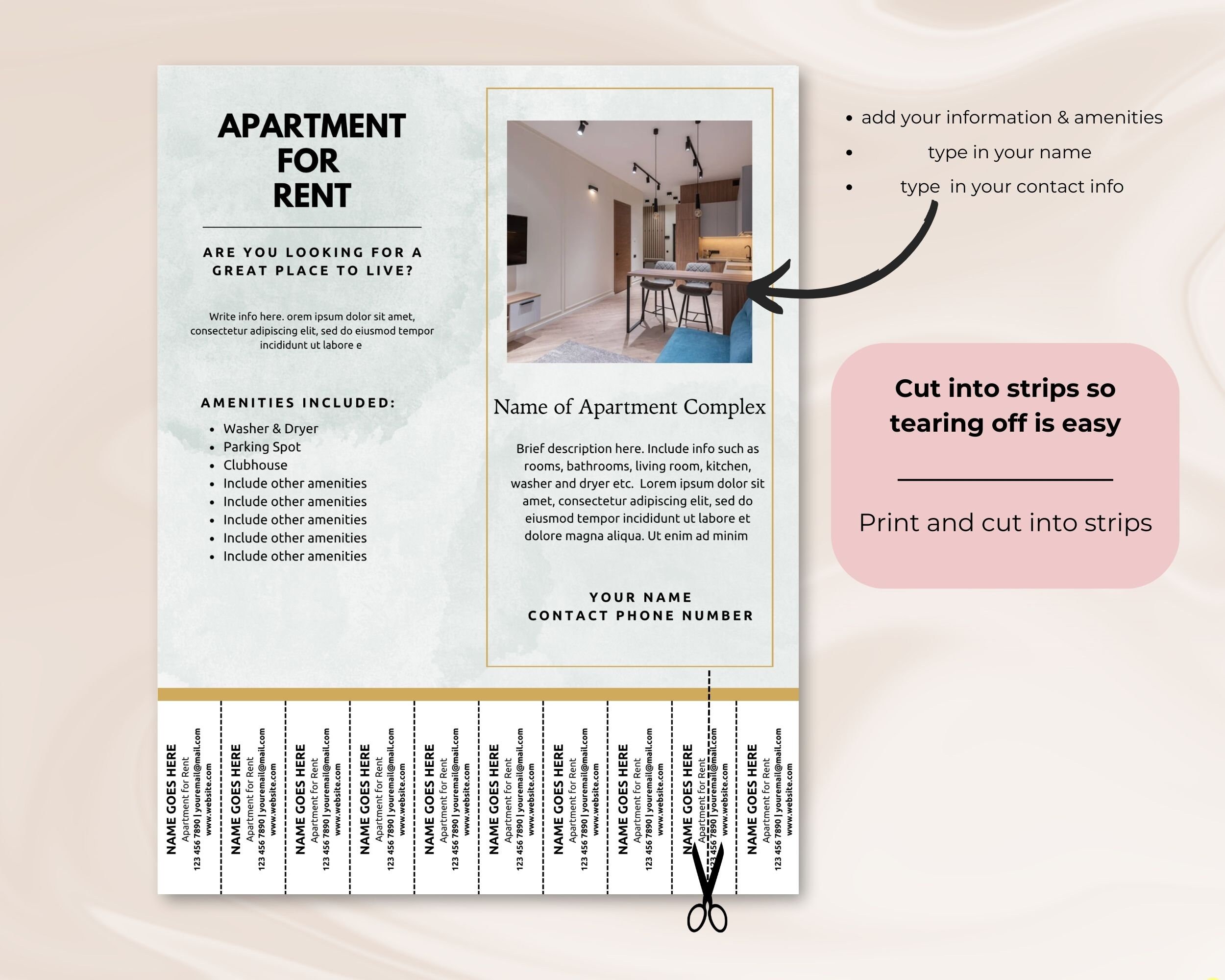 Apartment for Rent Flyer, Home for Rent Flyer, Editable Flyer ...