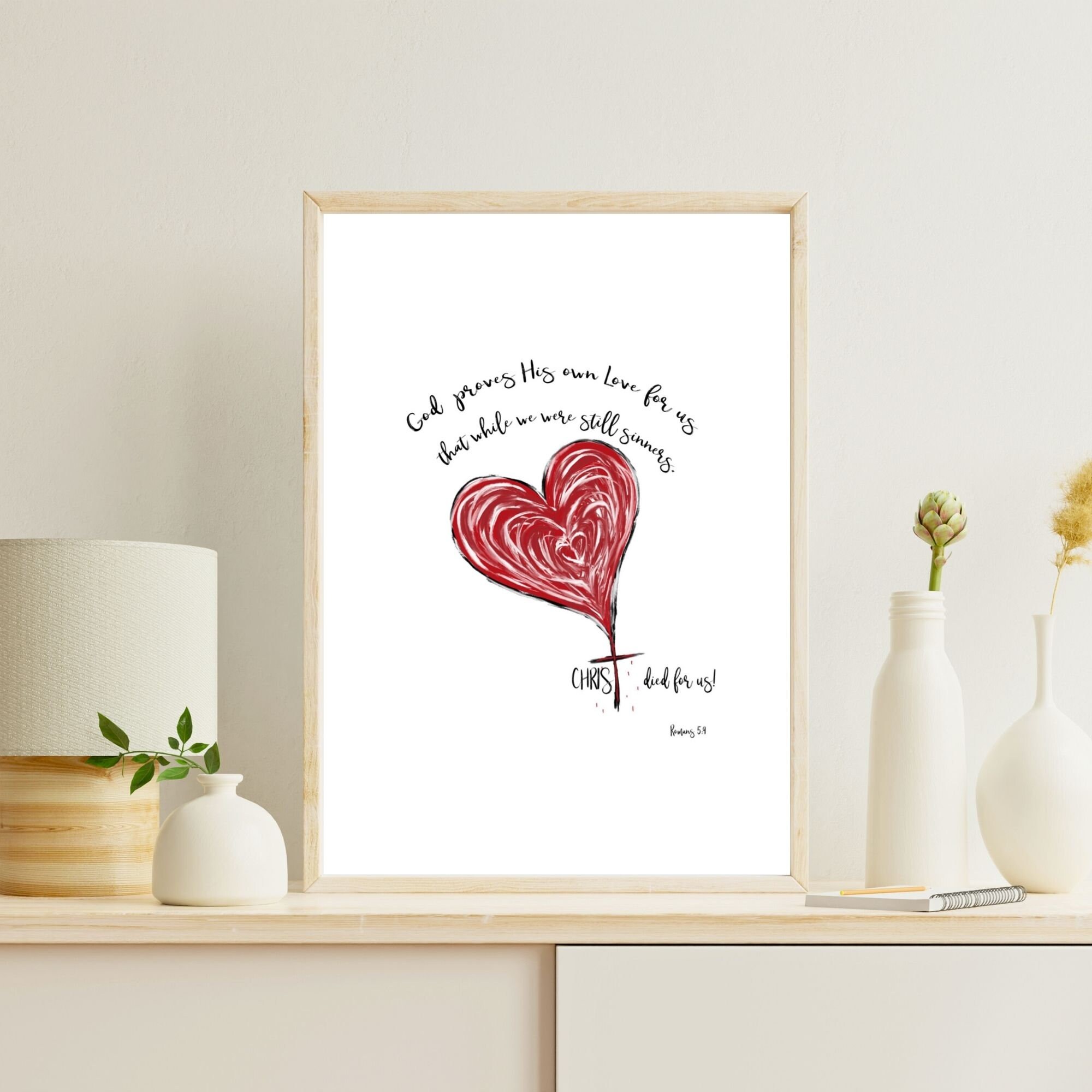 Scripture Wall Art, Bible Verse Art, Christian Digital Art, Gods Love ...