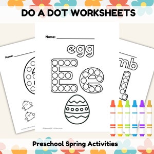 Preschool Coloring Pages, Spring Dot Marker Sheets, A-Z Sheets, Spring ...