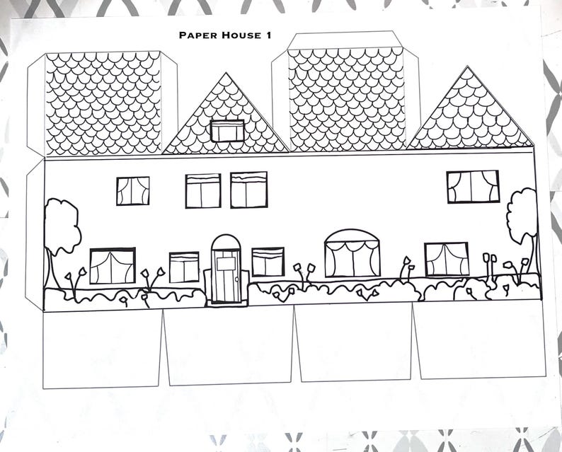 Paper Houses Coloring Page, Printable Craft Activity (PDF) - Etsy