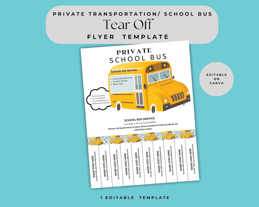 Private School Bus Flyer, Editable Flyer, Bus Driver Flyer, Canva ...