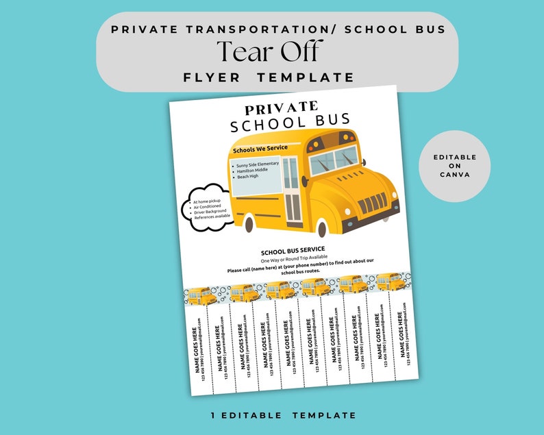 Private School Bus Flyer, Editable Flyer, Bus Driver Flyer, Canva ...