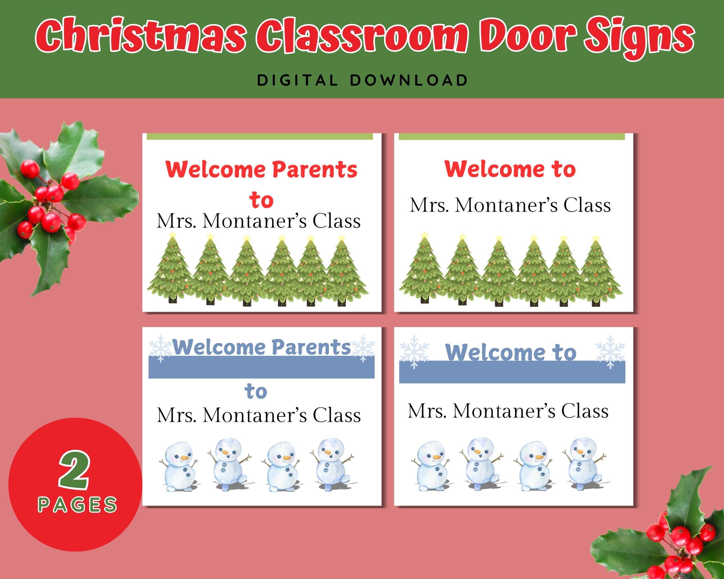 Christmas Classroom Door Sign, Classroom Decor Welcome Sign, Welcome ...