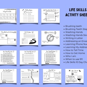 Life Skills Worksheets for Adults and Children, Adult Rehabilitation ...