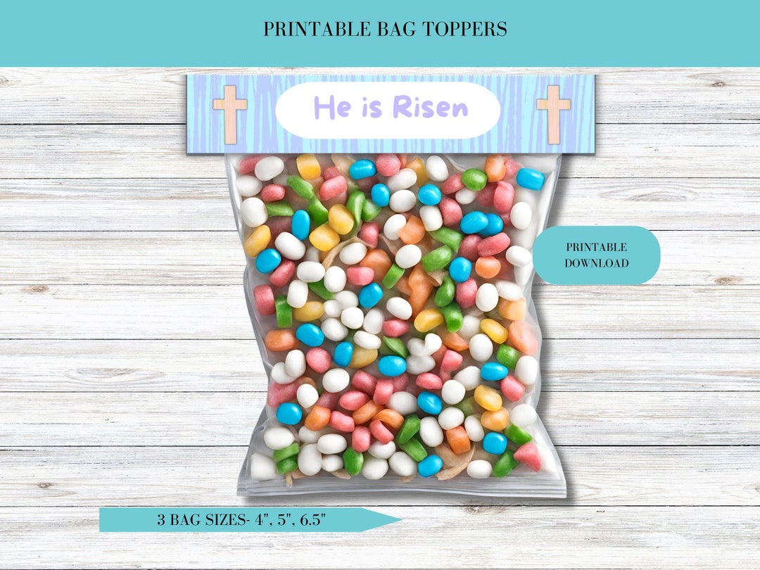 Printable Religious Easter Bag Topper, He is Risen Bag Topper, Treat ...