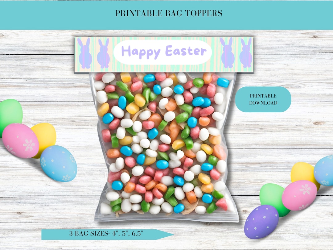 Happy Easter Bag Topper, Printable Pastel Treat Bag Topper for Class ...