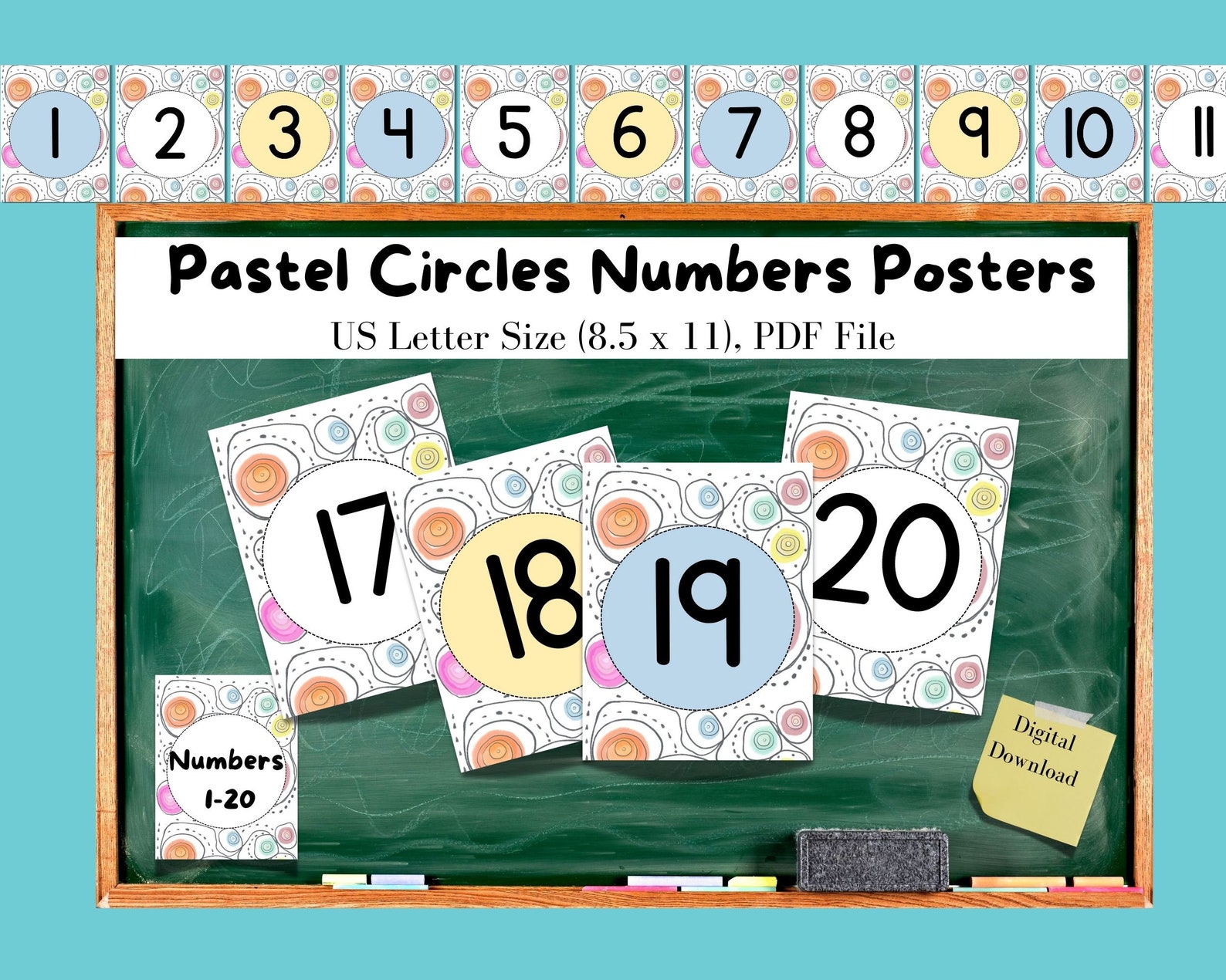 Number Posters, Classroom Decor, Printable Numbers Chart, Bulletin ...