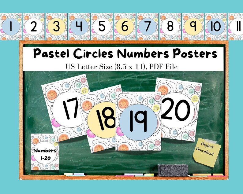 Number Posters, Classroom Decor, Printable Numbers Chart, Bulletin ...
