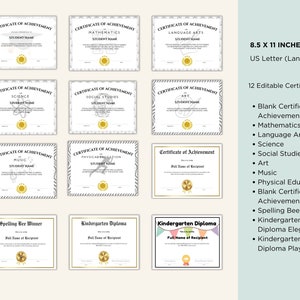 Printable School Awards: Kindergarten Diploma, Spelling Bee (canva ...
