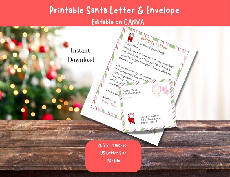 Editable Letter From Santa, North Pole Mail (canva Template, Digital ...