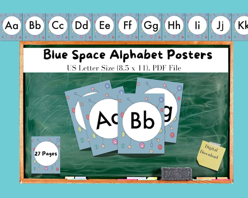 Blue Space Alphabet Posters: Classroom ABC Printable (digital Download ...