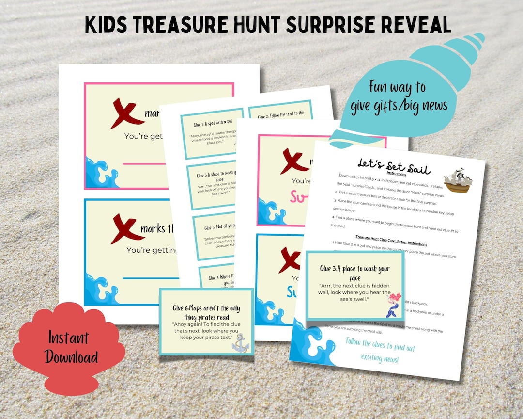 Kids Scavenger Hunt Surprise Gift Game, Printable Treasure Hunt Game ...