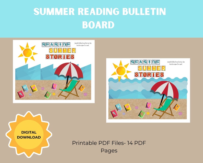 Seaside Summer Stories Bulletin Board: Beach Theme (digital Download ...