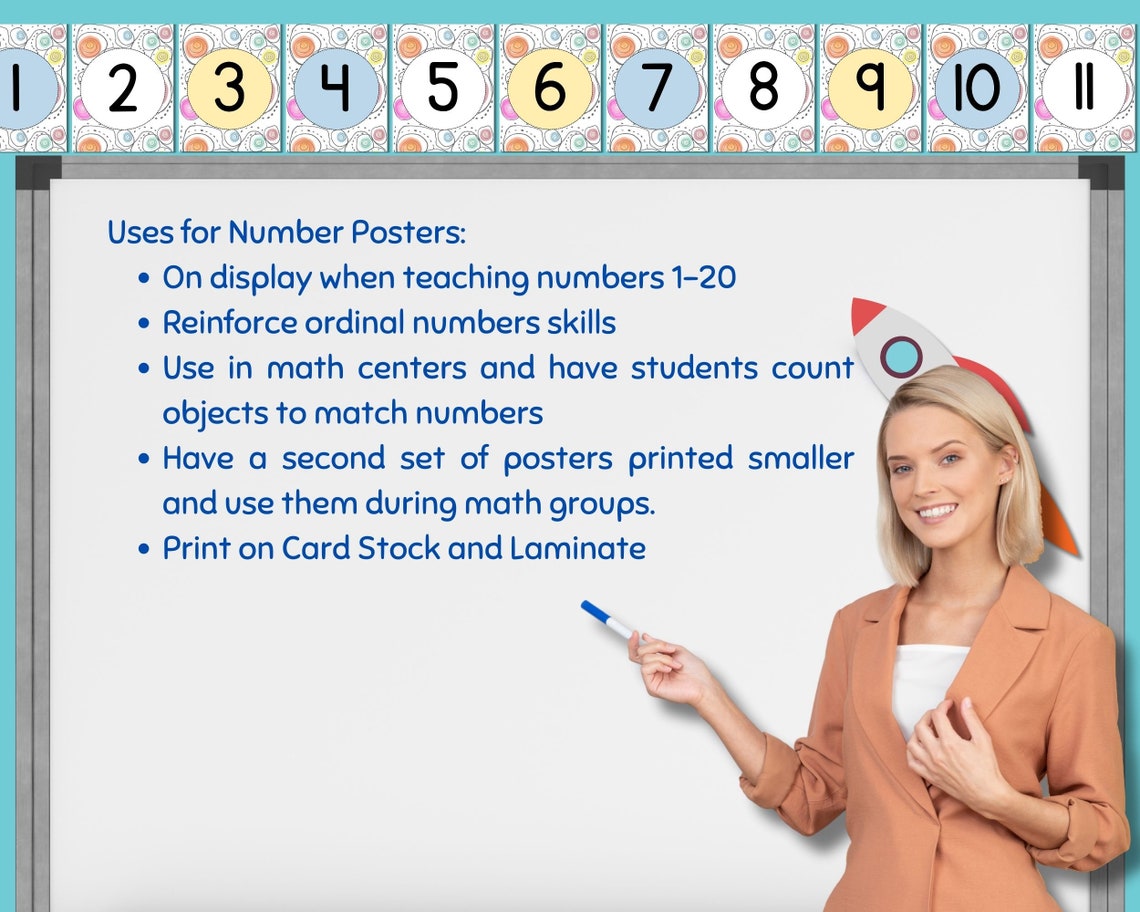 Number Posters, Classroom Decor, Printable Numbers Chart, Bulletin ...