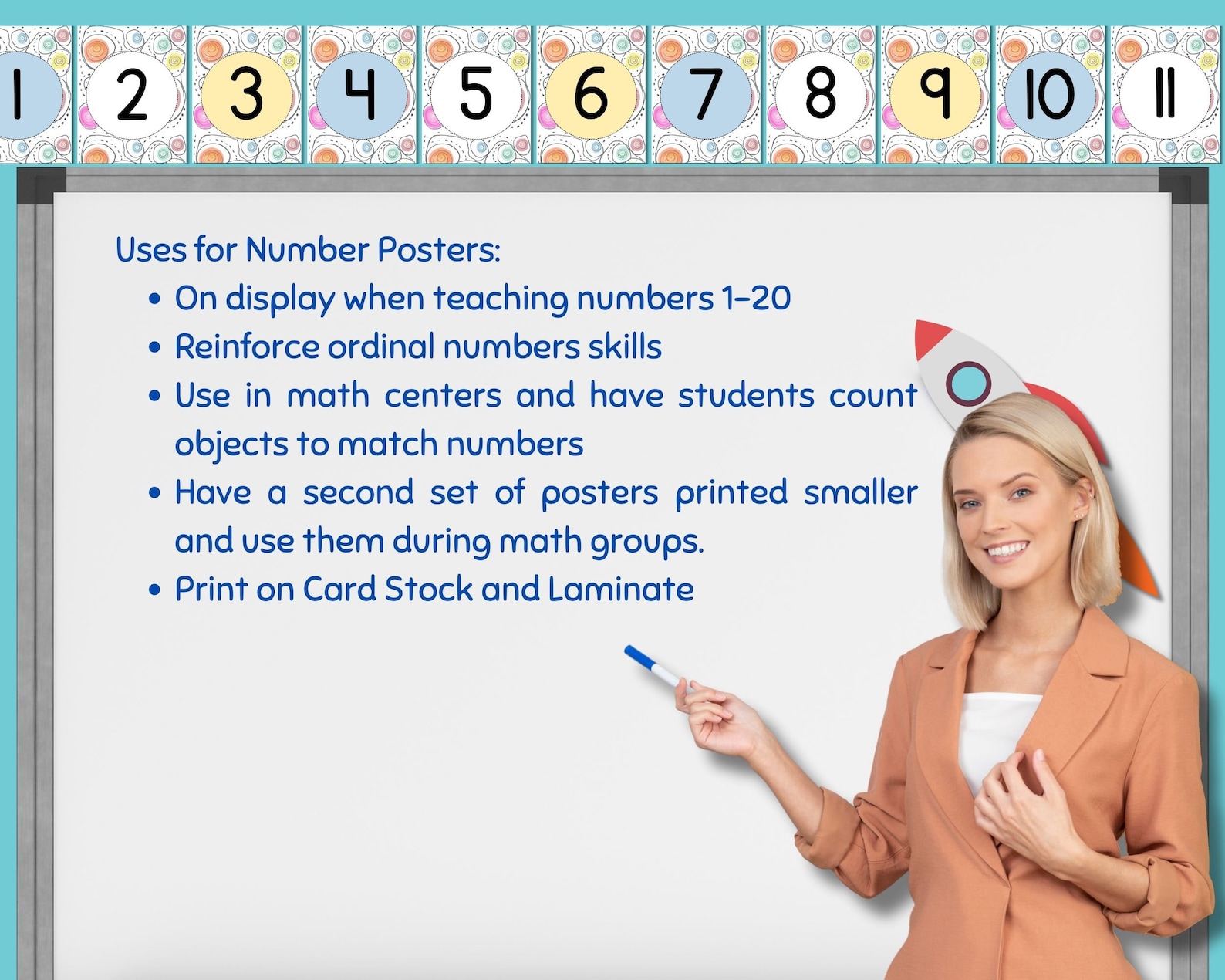 Number Posters, Classroom Decor, Printable Numbers Chart, Bulletin ...