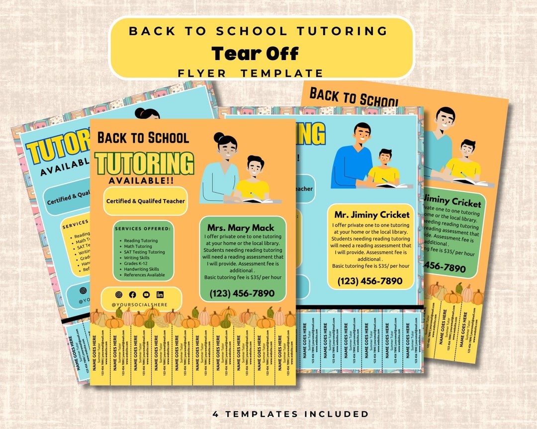 Tutoring Flyer, Back to School Tutoring Flyer, Canva Template, Editable ...