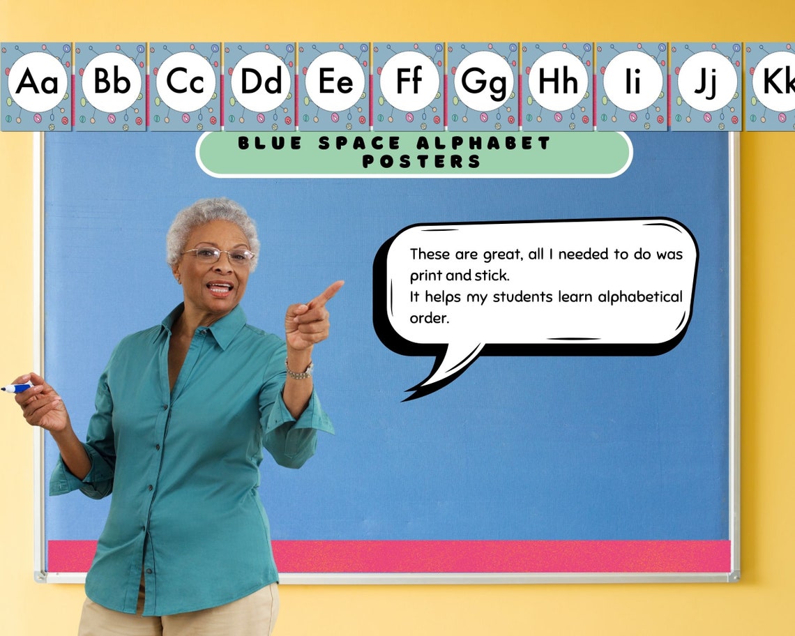 Blue Space Alphabet Posters: Classroom ABC Printable (digital Download ...