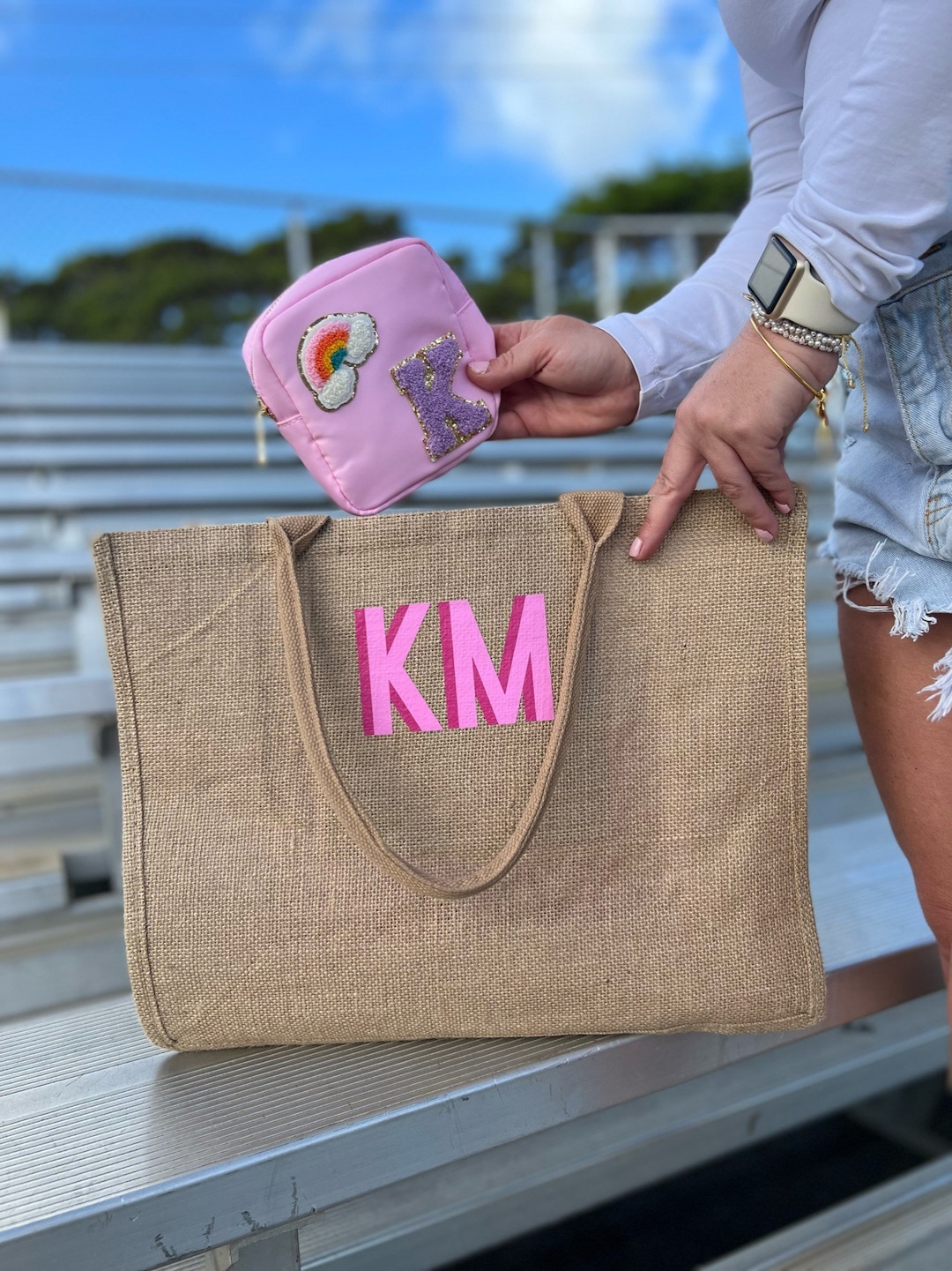 Shadow Monogram Jute Carryall Bag, Shadow Monogram Bag, Jute Tote ...