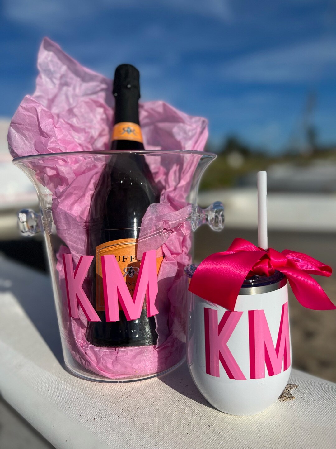 Custom Shadow Monogram Ice Bucket Champagne Bucket - Etsy