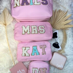 Make up Bag With Chenille Letter Patches - Cosmetic Bag - Nylon Bag ...