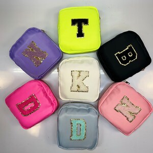 Personalized Pouch Small With Chenille Letter Patches - Cosmetic Bag ...