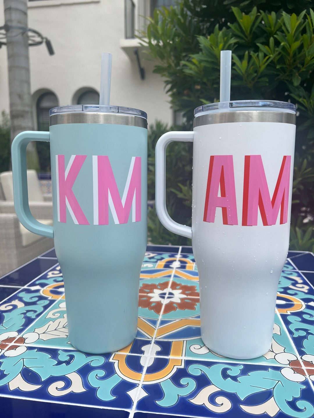 Shadow Monogram 40 Oz Tumbler With Handle - Etsy
