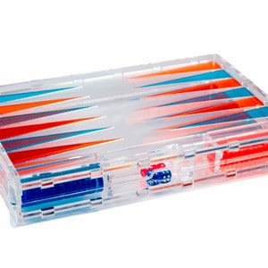 Inlaid Acrylic Backgammon Set – Clear, Blue & Orange - Medium - Etsy