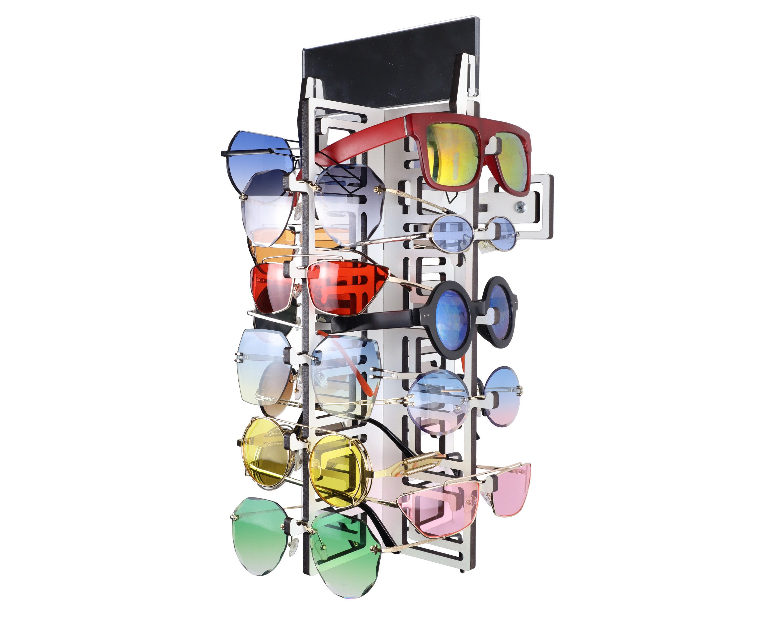 Wall Mounted Sunglasses Display Rack With Mirror - 15-pair ...