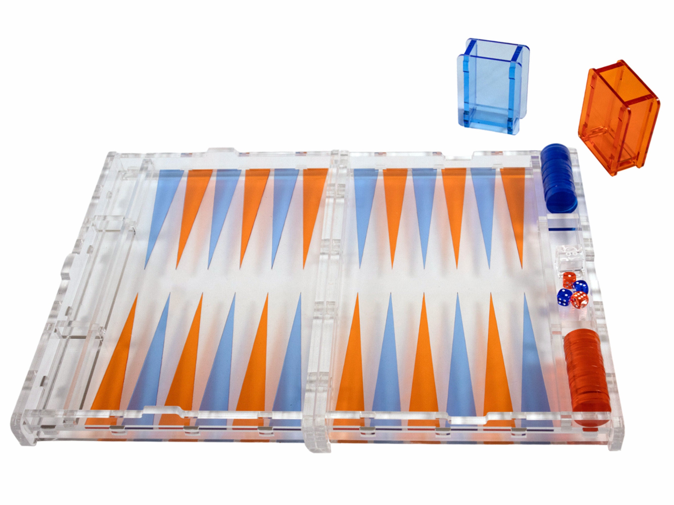 Inlaid Acrylic Backgammon Set – Clear, Blue & Orange - Large - Etsy