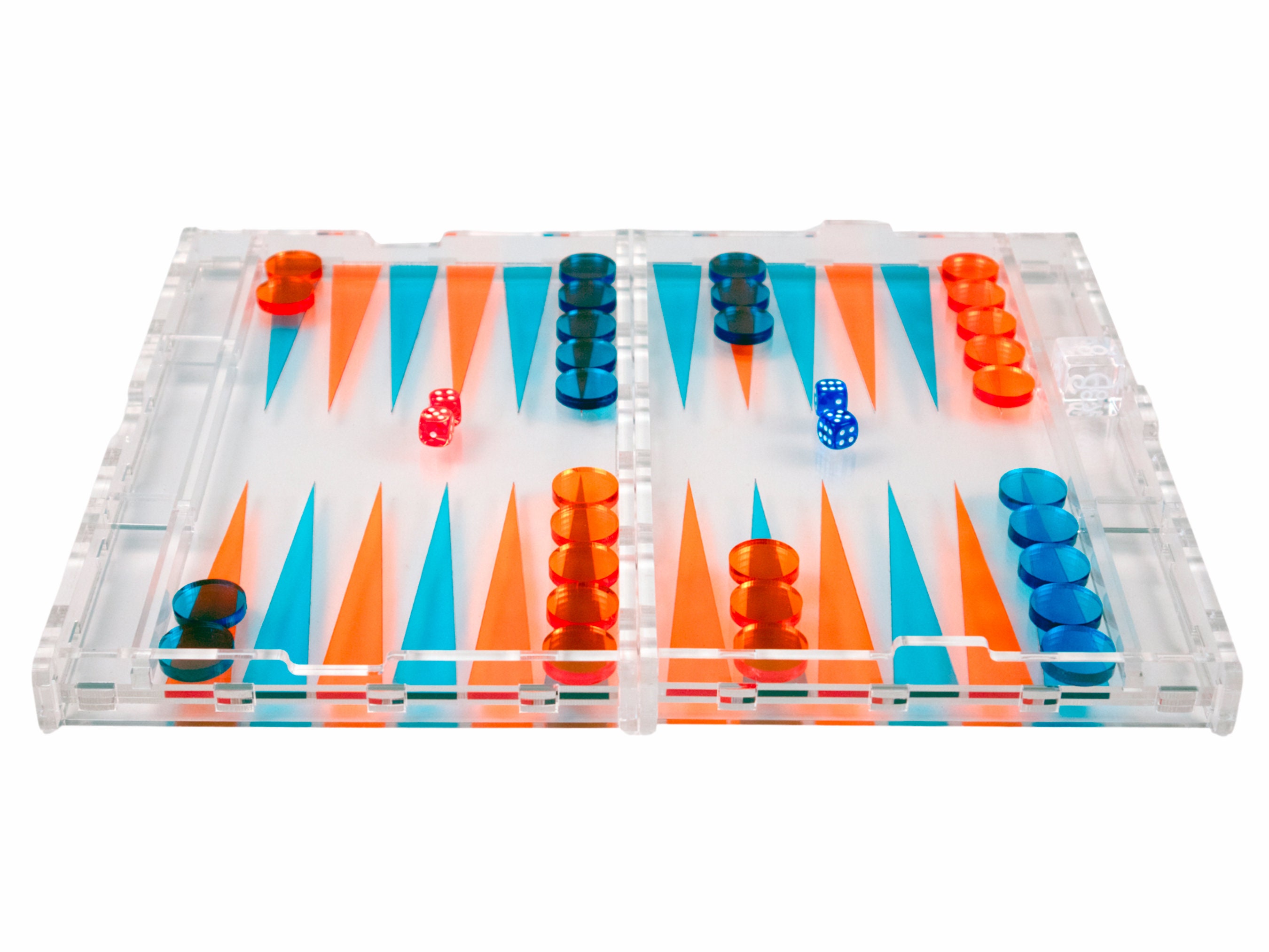 Inlaid Acrylic Backgammon Set – Clear, Blue & Orange - Medium - Etsy