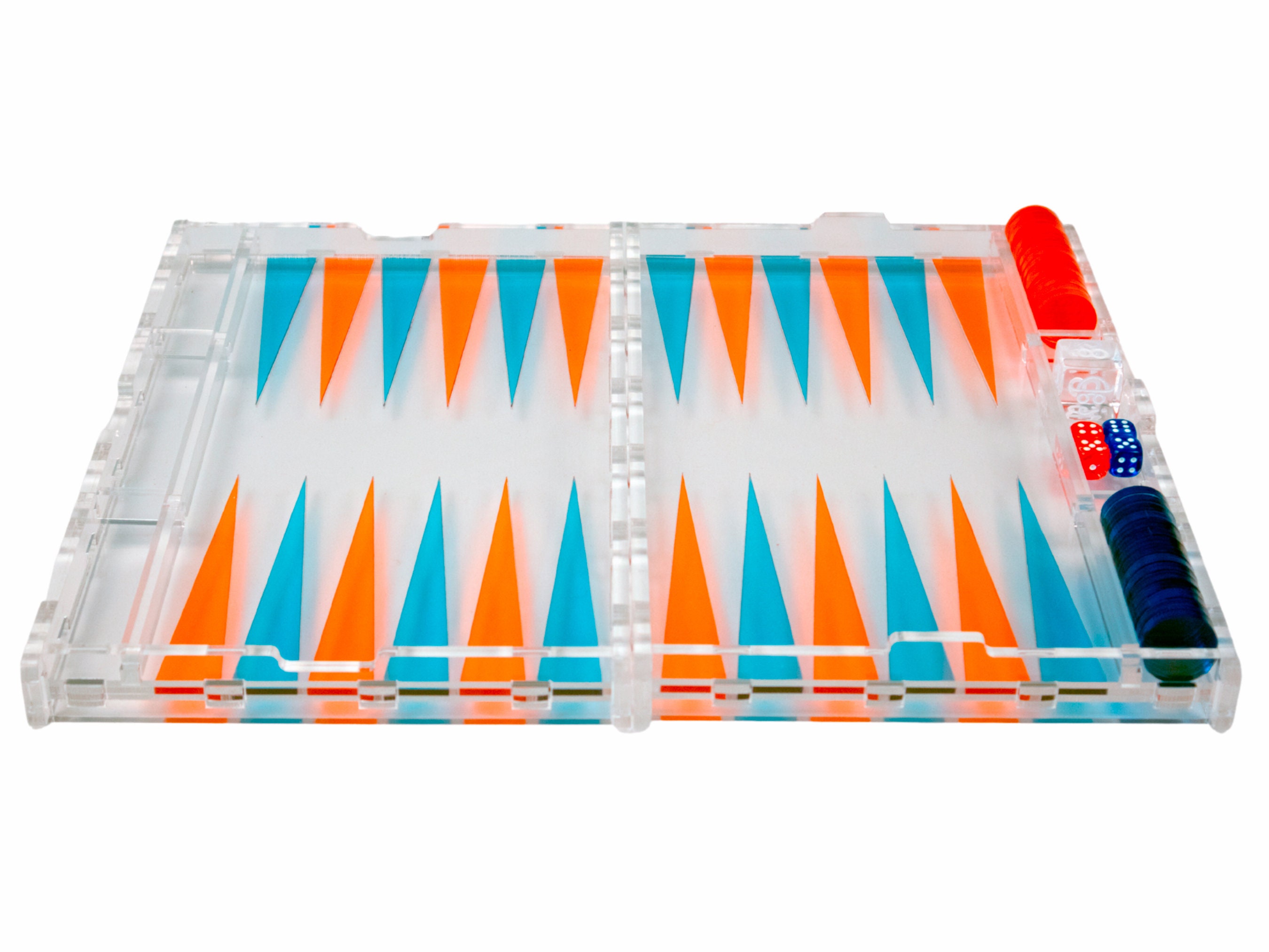Inlaid Acrylic Backgammon Set – Clear, Blue & Orange - Medium - Etsy