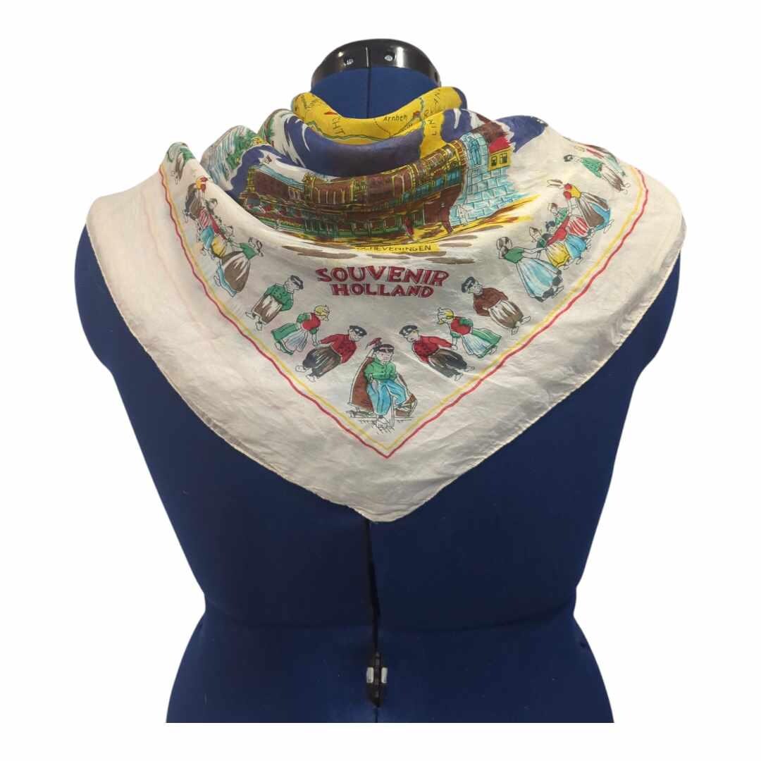 Souvenir Holland Map & Tourist Attractions Vintage Sheer Silk Scarf 30 ...