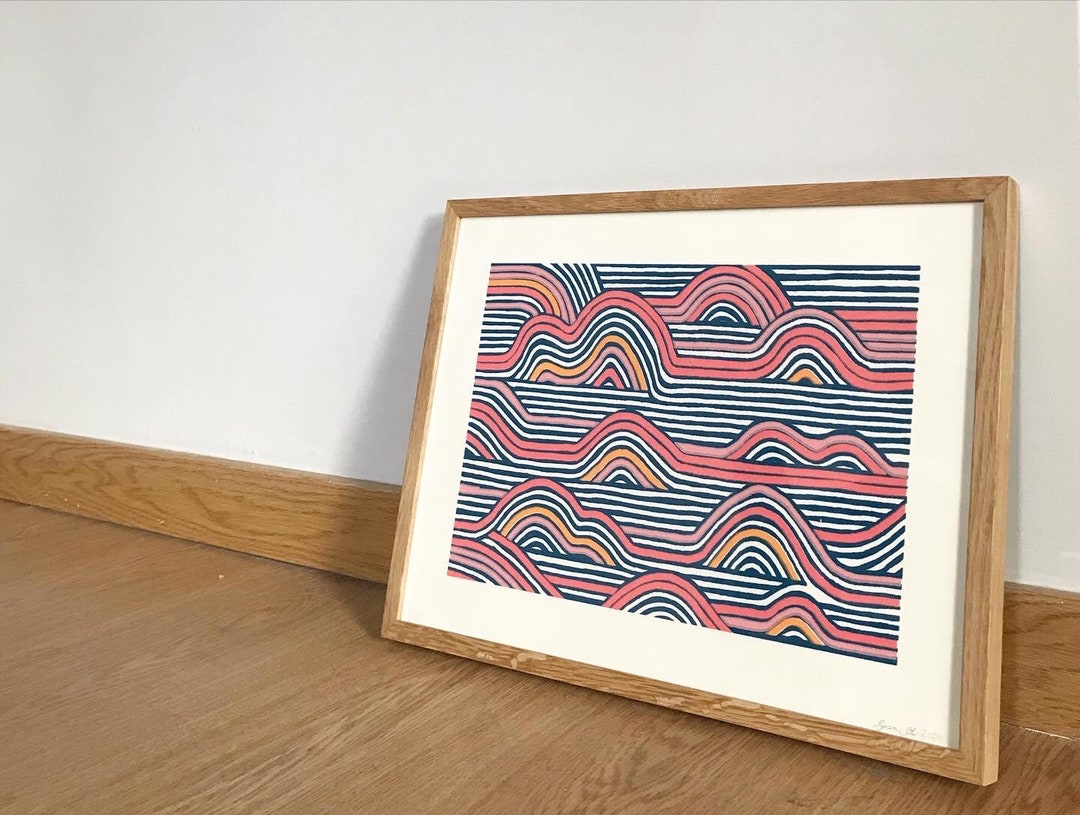 Imagined Landscape Screenprint: Coral Pink Waves Art Print - Etsy