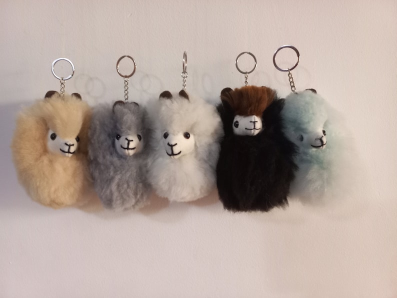 5 Pcs Llama Head Keychains Original Gift Handmade Alpaca Fur 100% ...