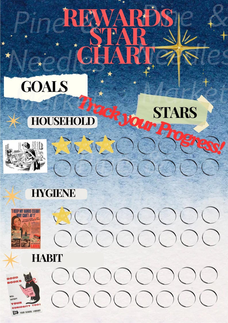 Printable Digital Star Chart Reward Chart Sticker Chart - Etsy UK