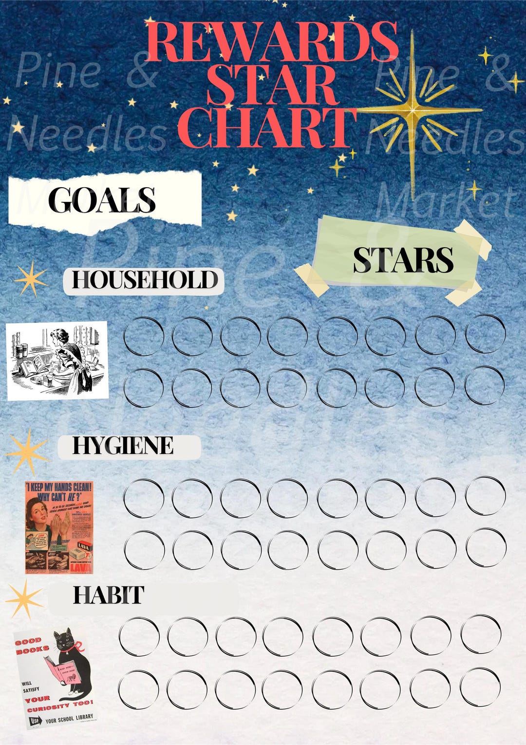 Printable Digital Star Chart Reward Chart Sticker Chart - Etsy UK