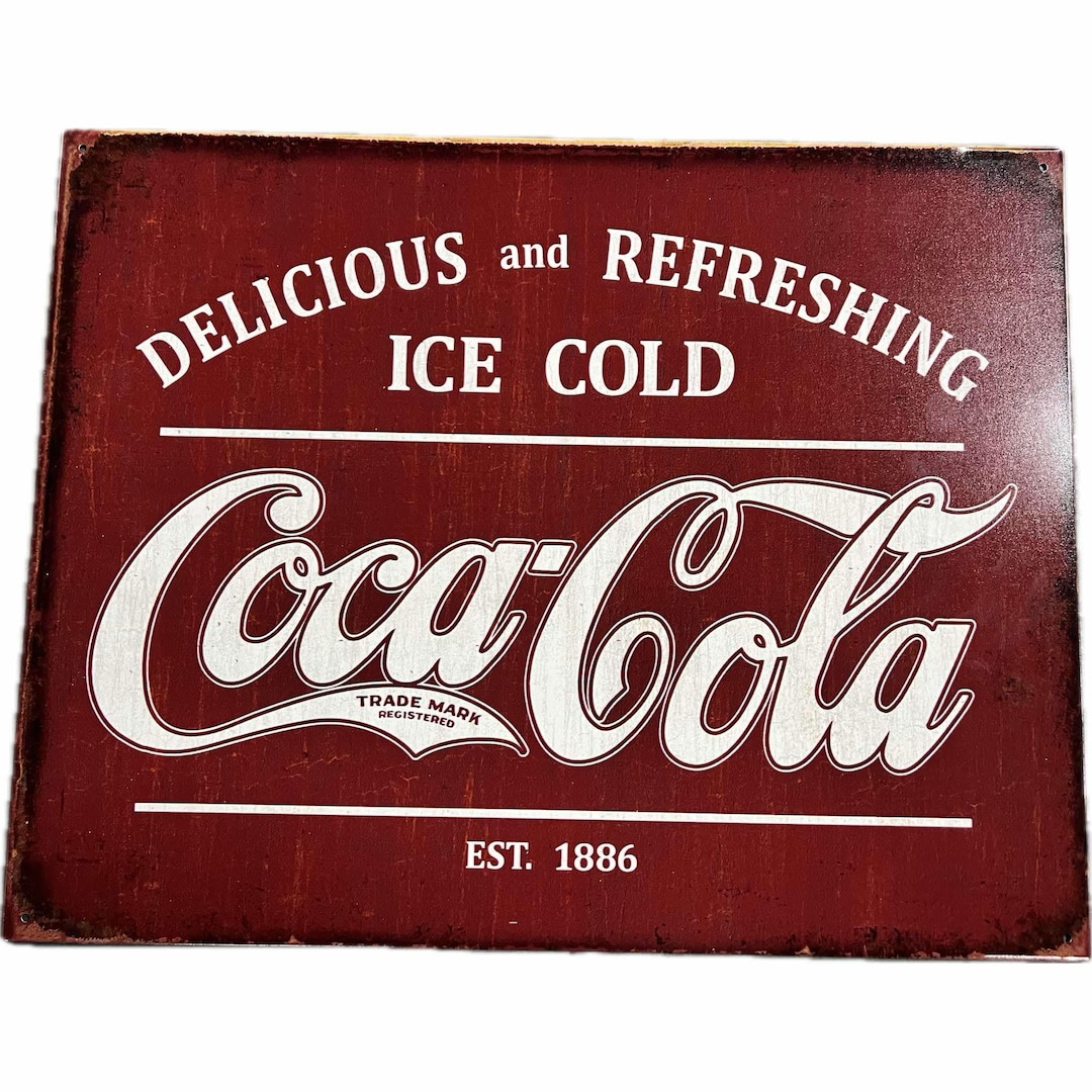 Coca Cola Metal Sign - Delicious and Refreshing Ice Cold - Etsy