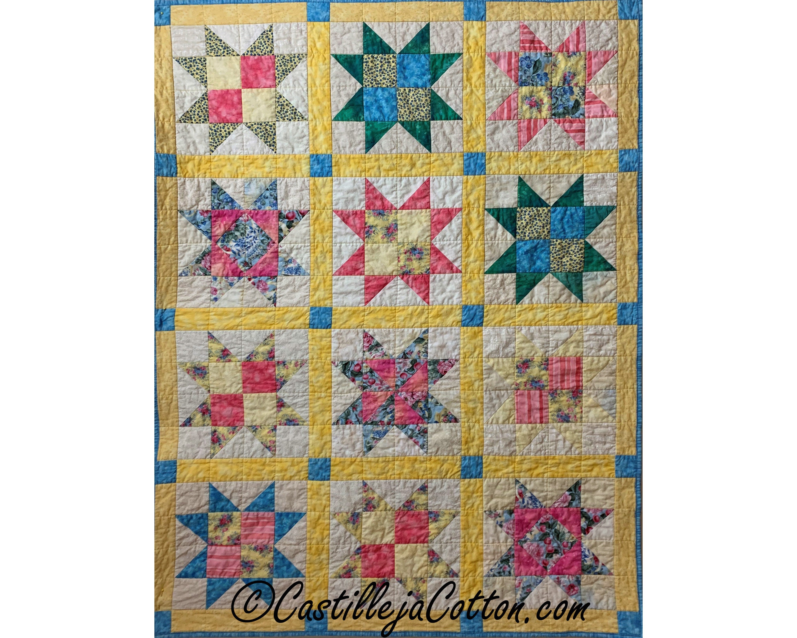 Twelve Block Scappy Star Lap Quilt, 5898-1, Free Shipping, on Sale - Etsy