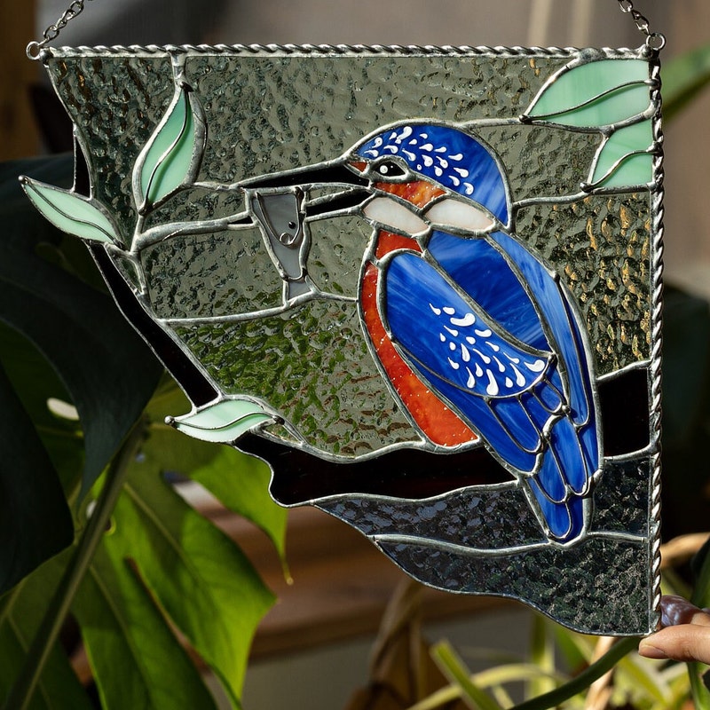 Kingfisher Stained Glass - Etsy