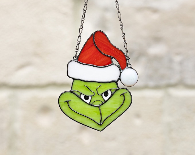 Grinch Suncatcher Stained Glass Christmas Wall Window Hangings, Sun ...