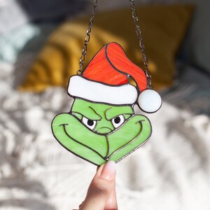 Grinch Suncatcher Stained Glass, Wall Window Hangings, Sun Catcher ...