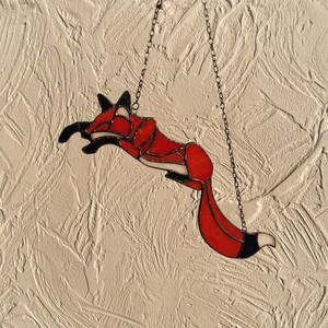Stained Glass Red Fox Suncatcher Pendant Fathers Gift for - Etsy