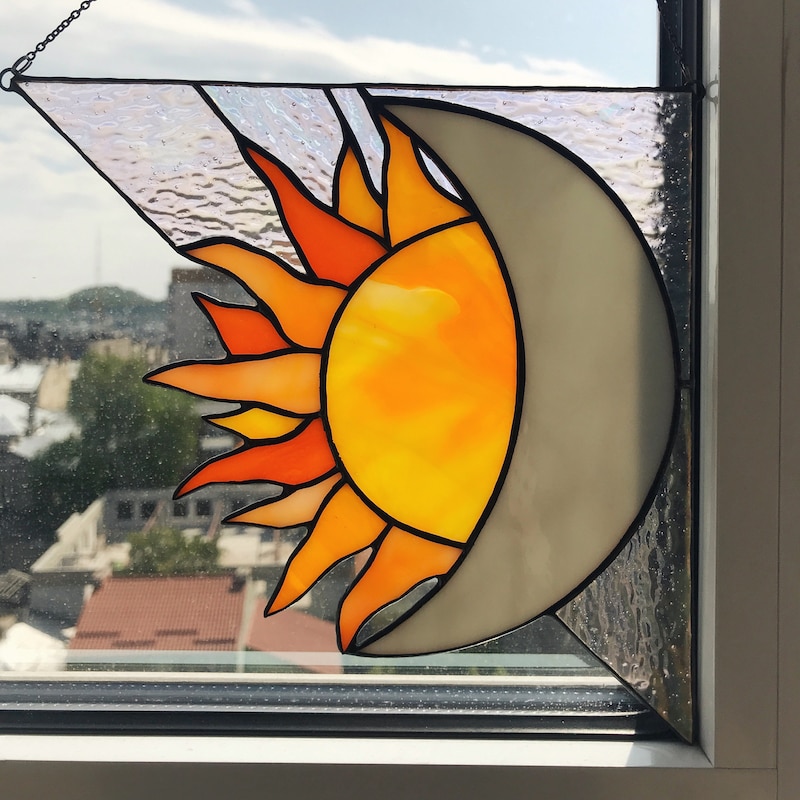Stained Glass Sun and Moon - Etsy
