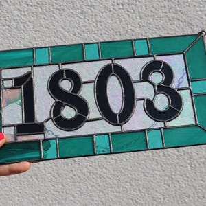 Custom Stained Glass Numbers, Suncatcher Address Sign, Personalized ...